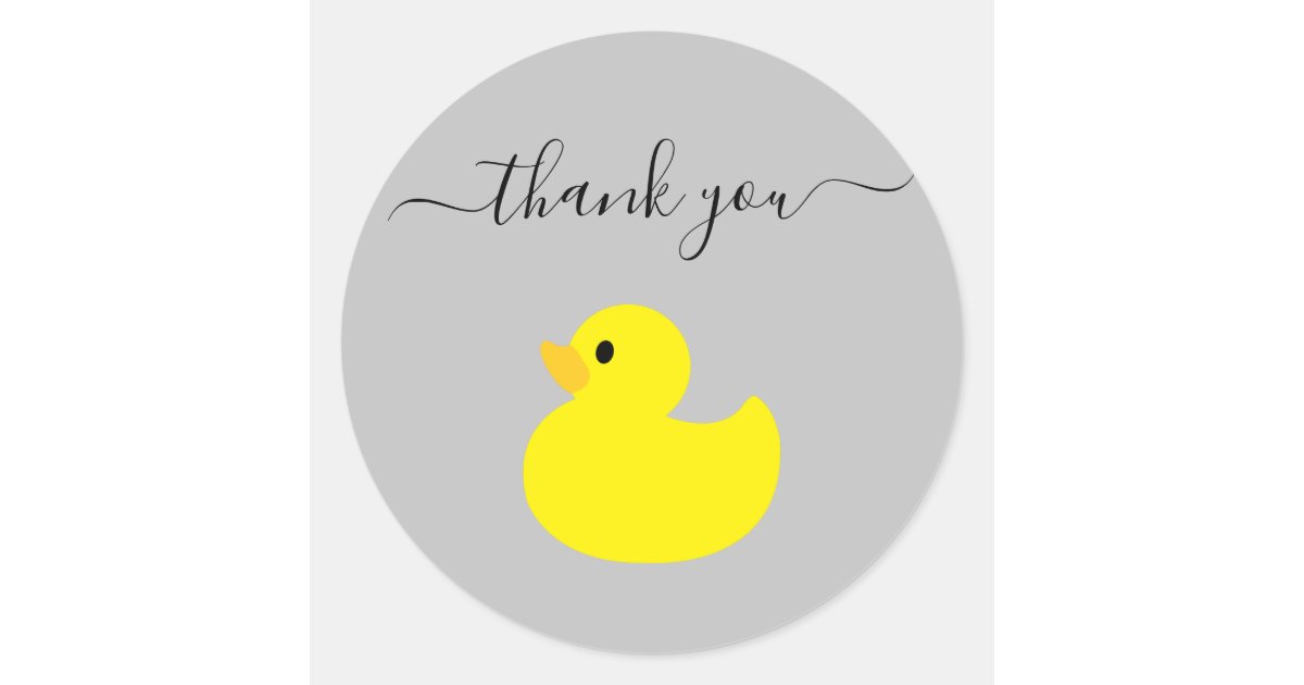 Yellow Rubber Duck Thank You Classic Round Sticker | Zazzle