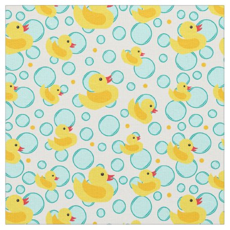 Cute Yellow Rubber Ducks Striped Bathtime Pattern Fabric | Zazzle