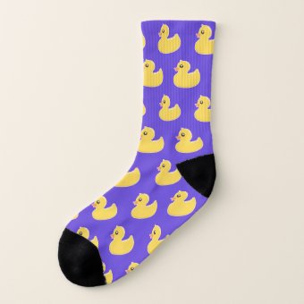 Yellow Rubber Ducky Purple Socks | Zazzle