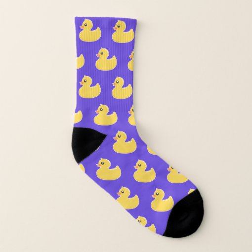 Yellow Rubber Ducky Purple Socks | Zazzle