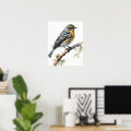 Yellow Rumped Warbler Bird Art Print Poster | Zazzle