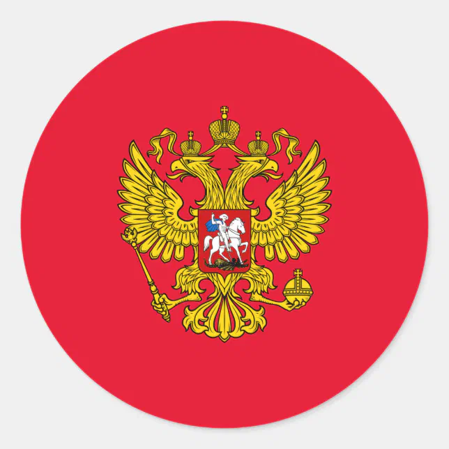 Yellow Russian Imperial Double Headed Eagle Emblem Classic Round ...