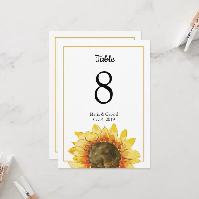 Yellow Rustic sunflower. Wedding Table Number | Zazzle