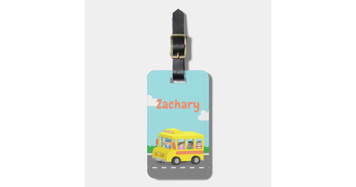 Yellow School Bus And Happy Kids Luggage Tag | Zazzle
