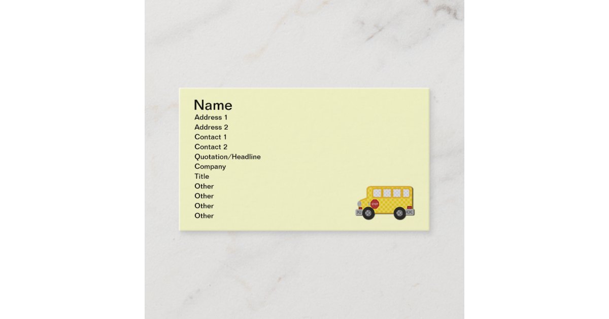 Yellow School Bus Business Card | Zazzle