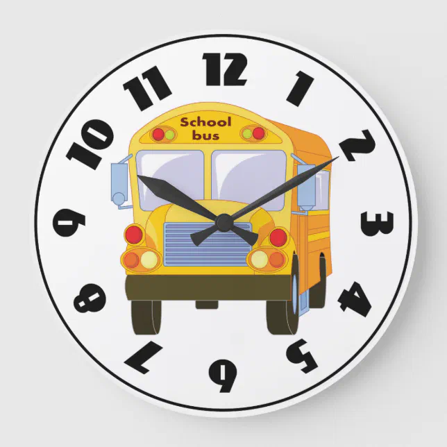 Yellow School Bus Clock | Zazzle