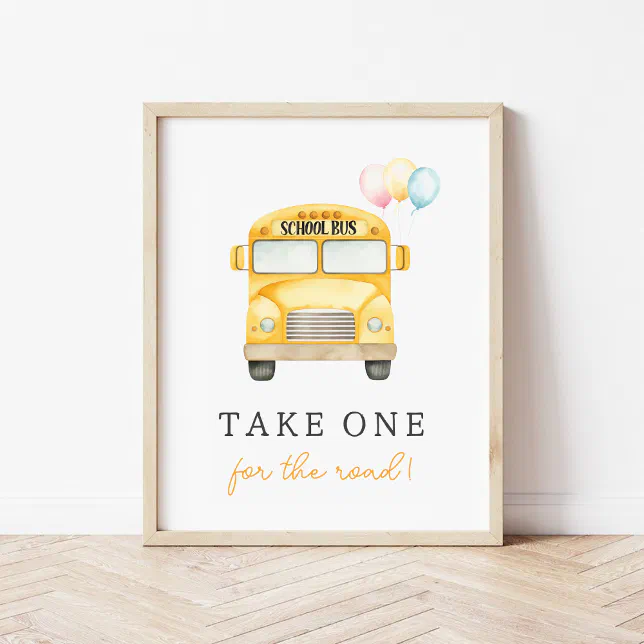 Yellow School Bus Custom Favor Sign | Zazzle