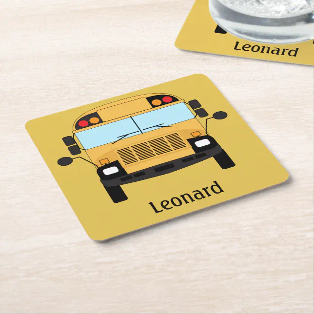 Yellow School Bus Driver and Teacher Gift Square Paper Coaster | Zazzle
