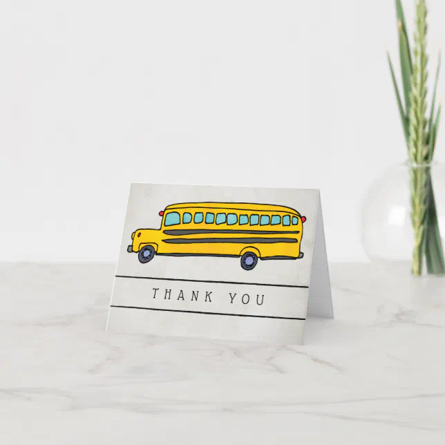 Yellow School Bus Driver Appreciation Thank You Card | Zazzle