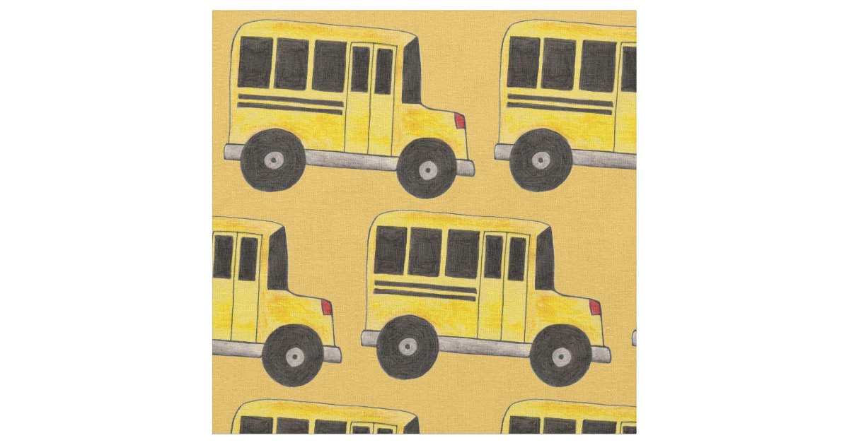 Yellow School Bus Driver Buses Education Teacher Fabric | Zazzle