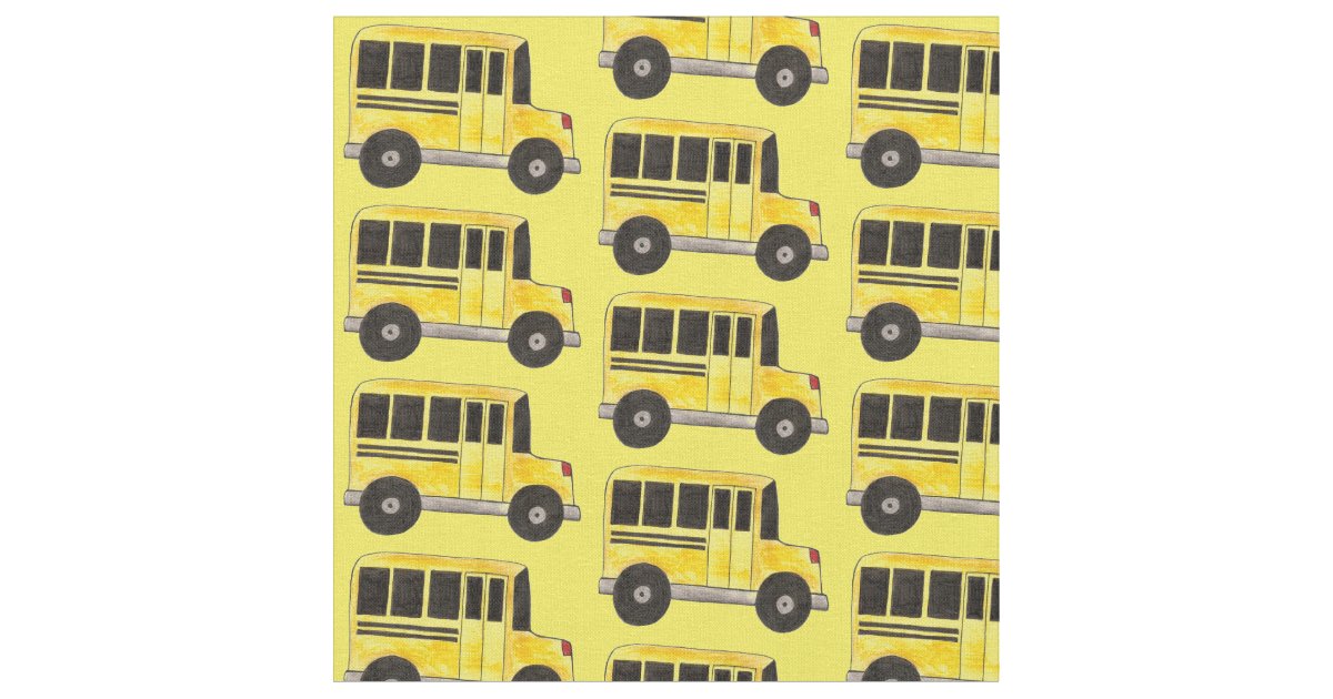 Yellow School Bus Education Teacher Bus Driver Fabric | Zazzle