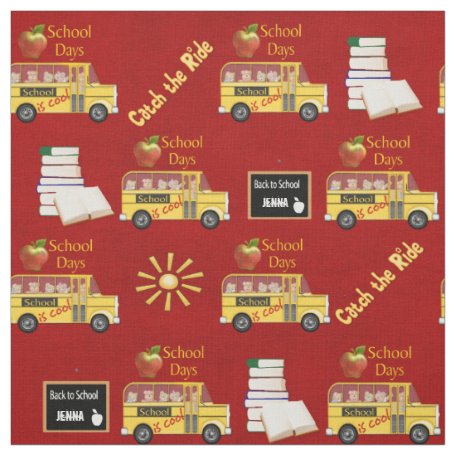 Yellow School Bus Striped Fabric | Zazzle