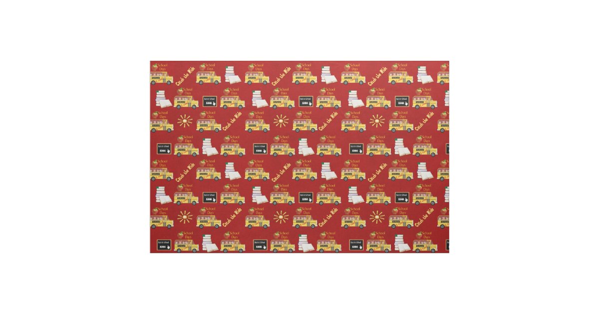 Yellow School Bus Fabric | Zazzle