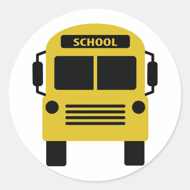 yellow school bus icon classic round sticker | Zazzle