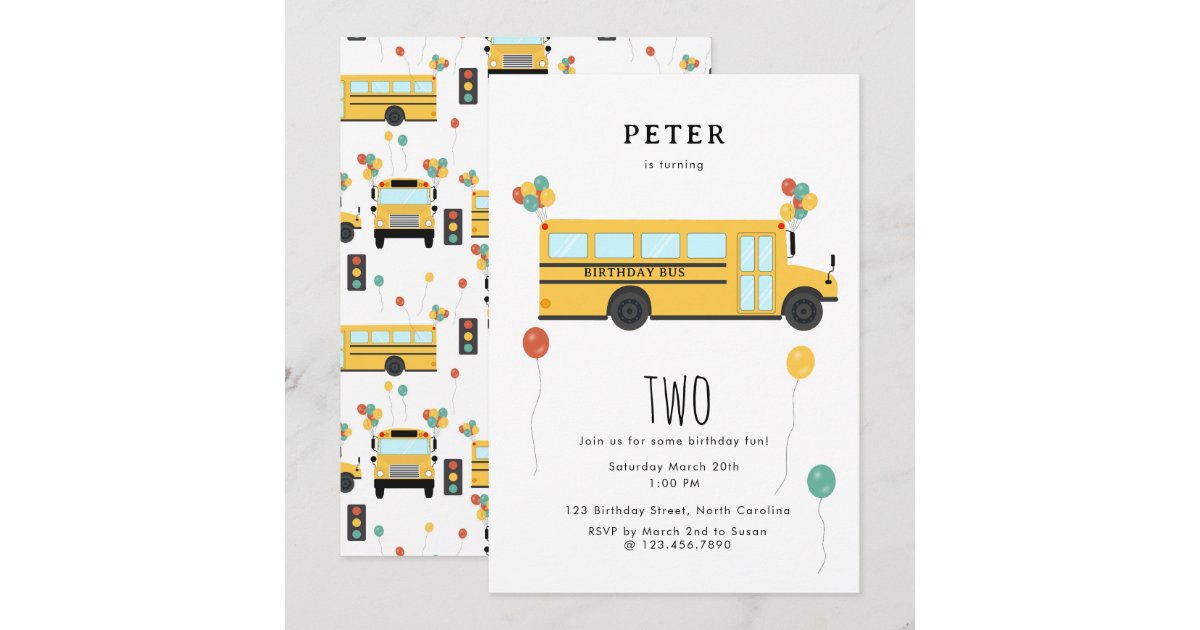 Yellow School Bus Kids Birthday Party Invitation | Zazzle