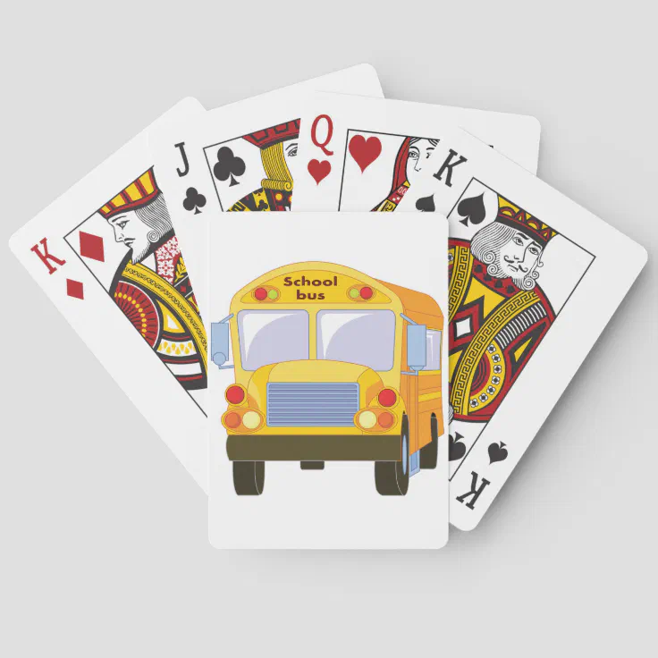 Yellow School Bus Playing Cards | Zazzle