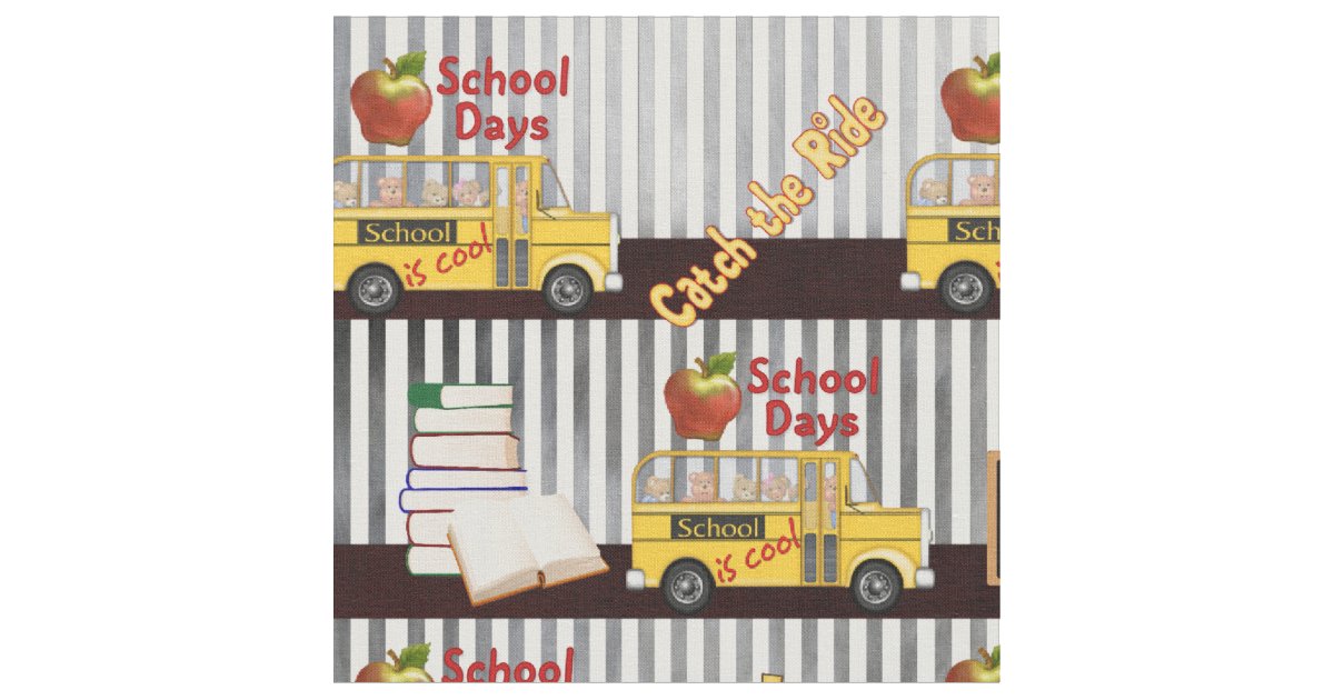 Yellow School Bus Striped Fabric | Zazzle