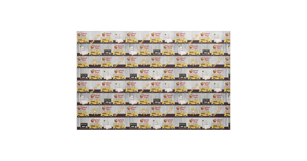Yellow School Bus Striped Fabric | Zazzle