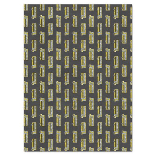 Yellow School Buses on Chalkboard Decoupage Tissue Paper | Zazzle