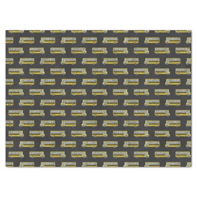 Yellow School Buses on Chalkboard Decoupage Tissue Paper | Zazzle