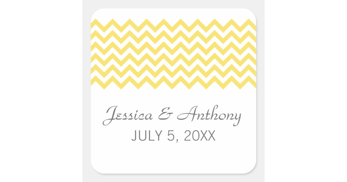 Yellow Simple Chevron Wedding Stickers | Zazzle