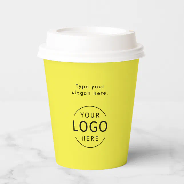 Yellow Simple Logo QR Code Company Swag Paper Cups | Zazzle