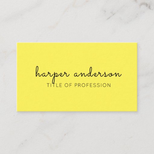 Yellow Simple Modern Professional Business Card | Zazzle