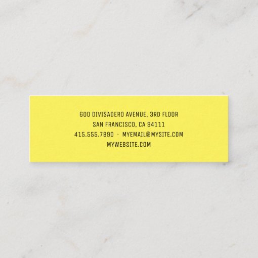 Yellow Simple Modern Professional Mini Business Card | Zazzle