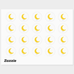 Yellow Simple Moon Round Sticker | Zazzle