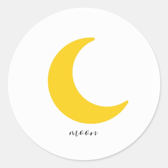 Yellow Simple Moon Round Sticker | Zazzle.com