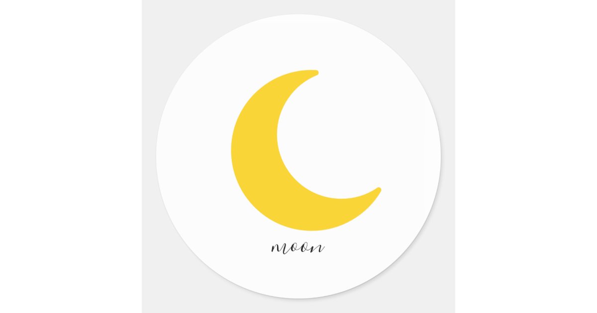 Yellow Simple Moon Round Sticker | Zazzle