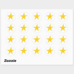 Yellow Simple Star Round Sticker | Zazzle