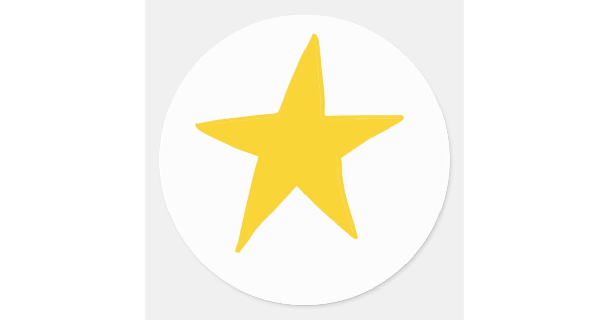 Yellow Simple Star Round Sticker | Zazzle