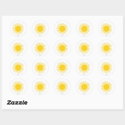 Yellow Simple Sun Round Sticker | Zazzle
