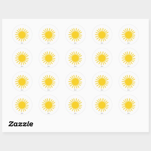 Yellow Simple Sun Round Sticker | Zazzle