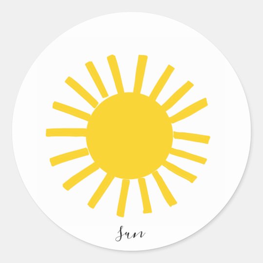Yellow Simple Sun Round Sticker | Zazzle.com