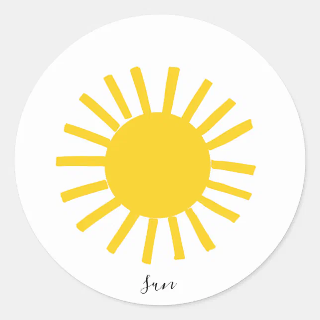Yellow Simple Sun Round Sticker | Zazzle
