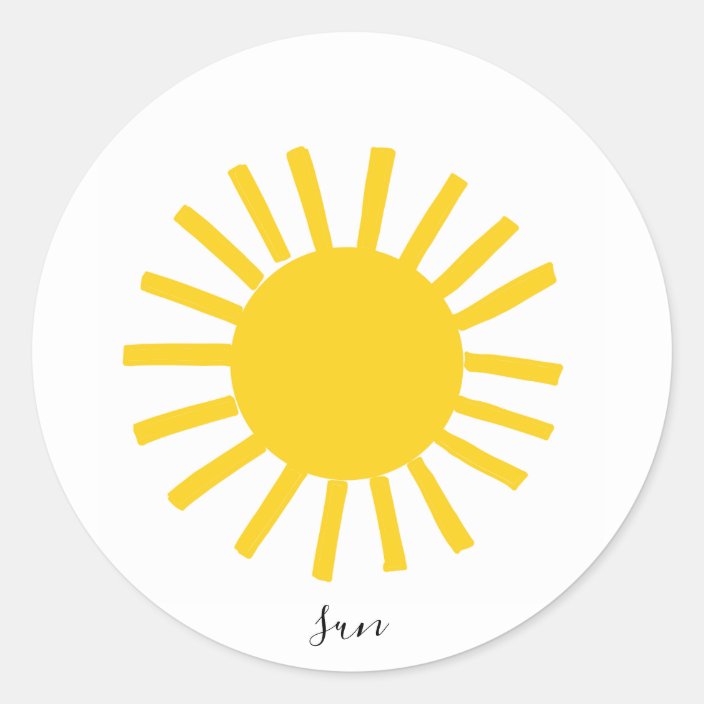 Yellow Simple Sun Round Sticker | Zazzle.com