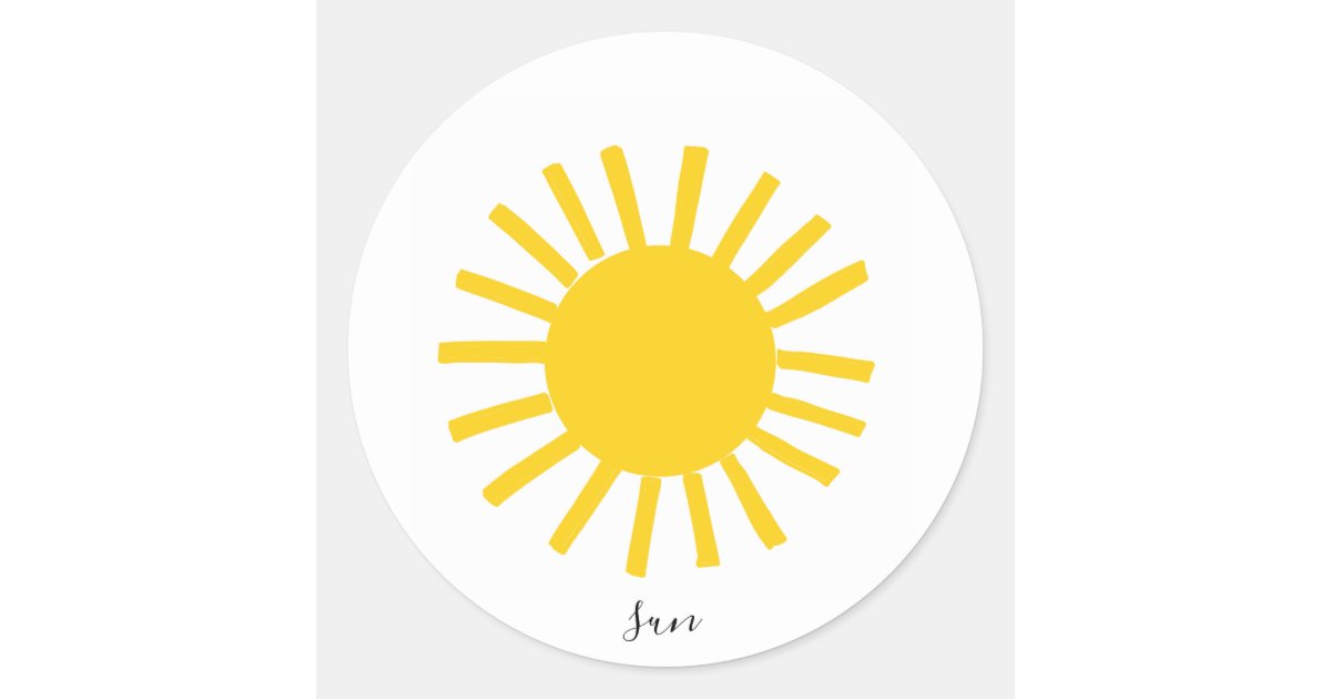 Yellow Simple Sun Round Sticker | Zazzle