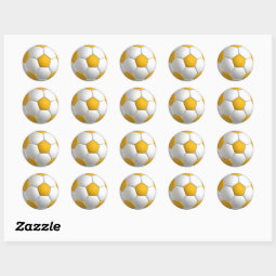 Yellow Soccer Ball Sports Player Round Stickers | Zazzle