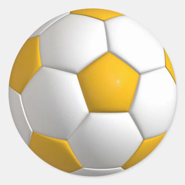 Yellow Soccer Ball Sports Player Round Stickers | Zazzle