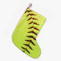 Yellow softball ball small christmas stocking | Zazzle