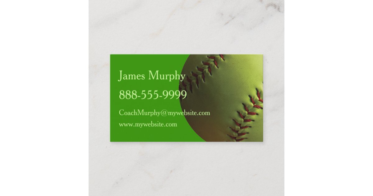 Yellow Softball Business Card | Zazzle