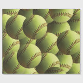 Yellow Softball Covered Wrapping Paper | Zazzle