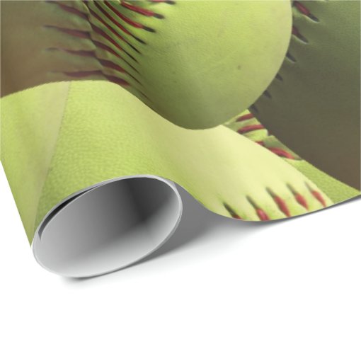 Yellow Softball Covered Wrapping Paper | Zazzle