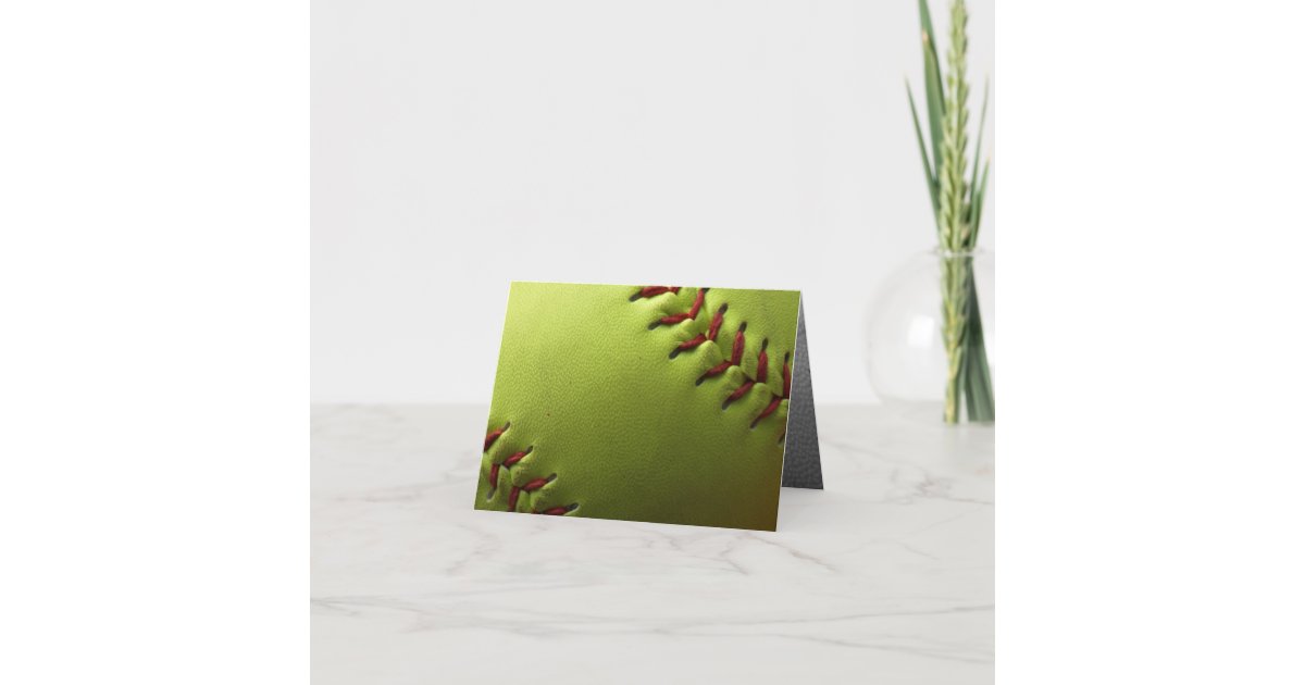 Yellow Softball Inside Fade Card | Zazzle