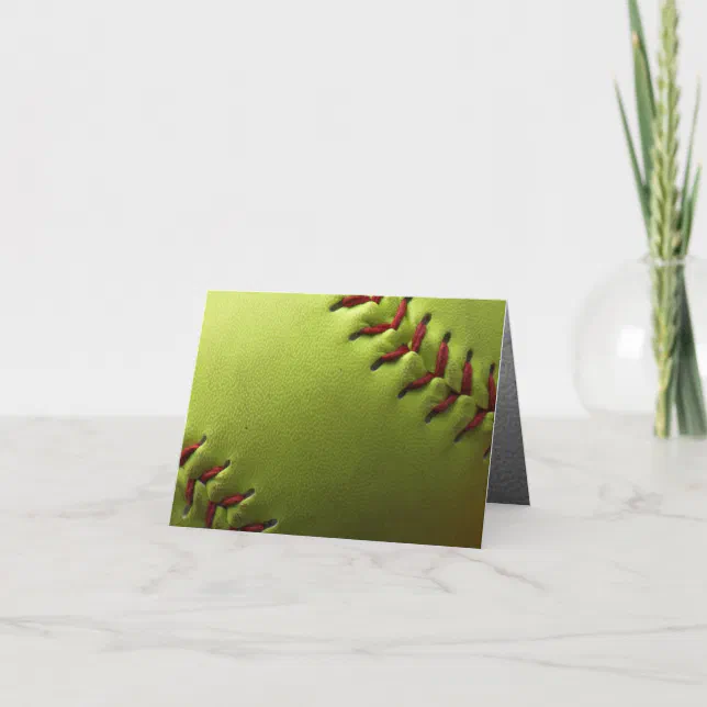 Yellow Softball Inside Fade Card | Zazzle