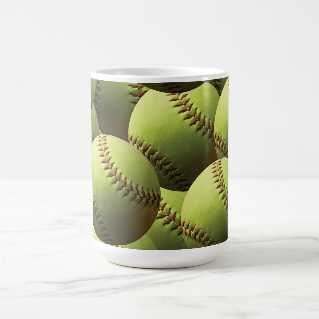 Yellow Softball Wallpaper Coffee Mug | Zazzle