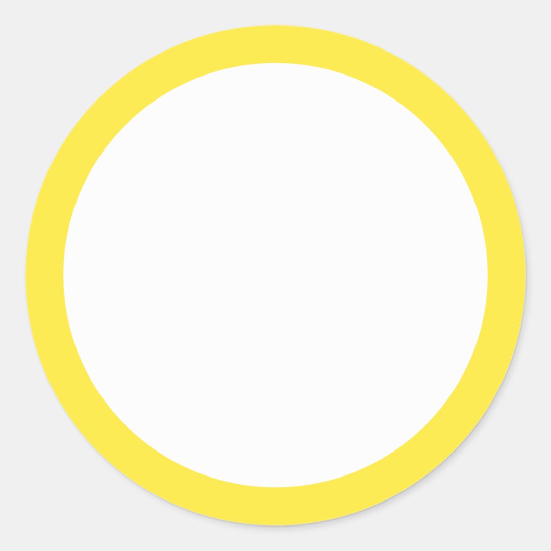 Yellow solid color border blank classic round sticker | Zazzle