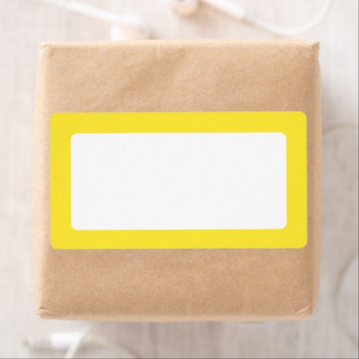 Yellow solid color border blank label | Zazzle